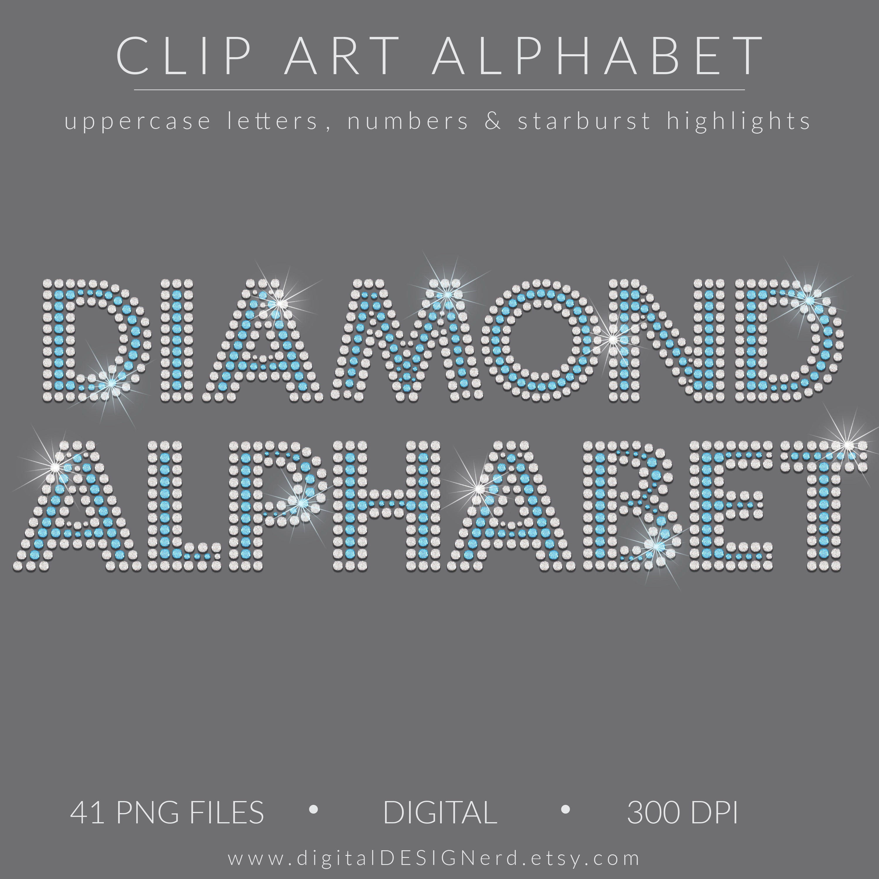 Diamond & Aquamarine Gemstone Alphabet | Fancy Bling Letters Numbers ...