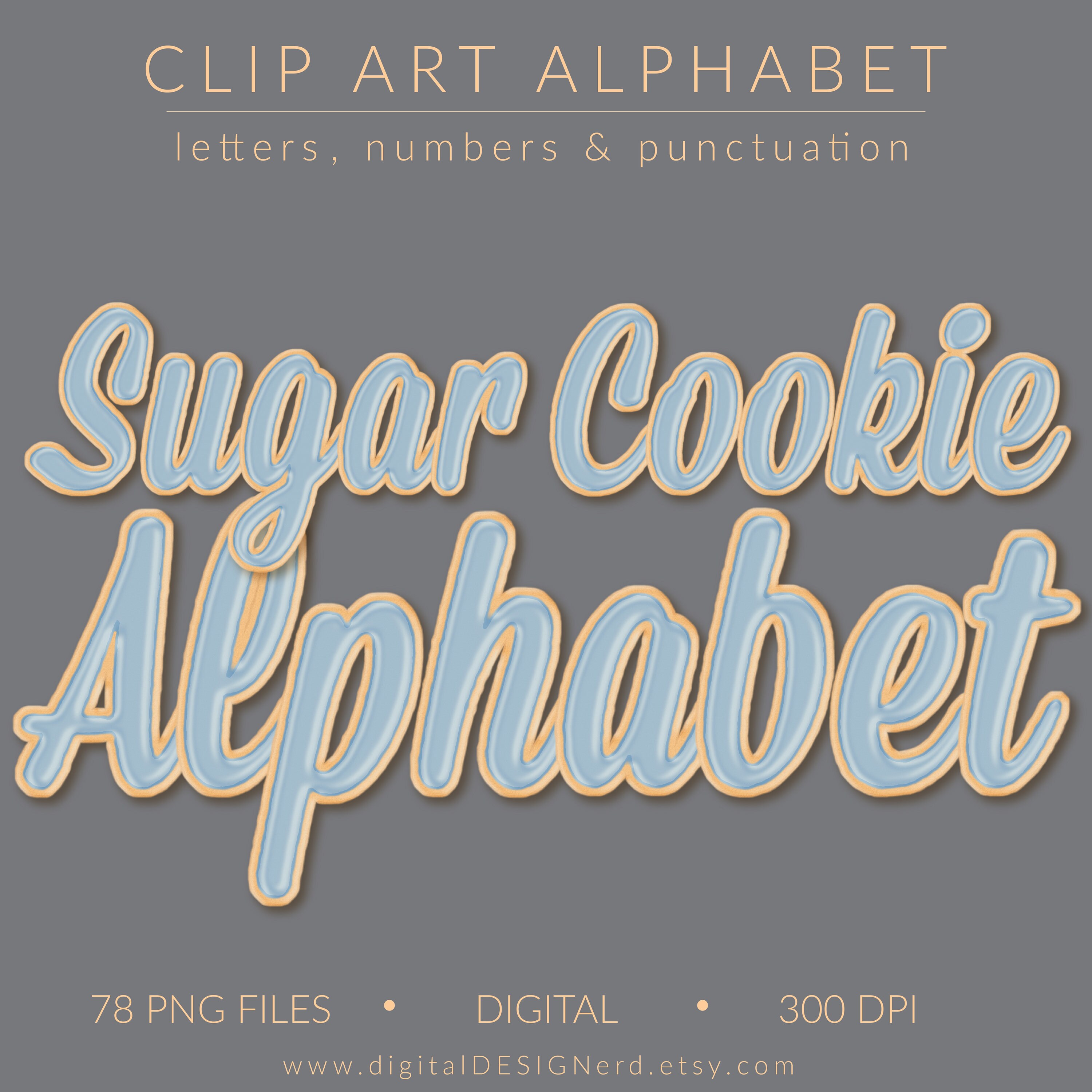 Frosted Sugar Cookie Clip Art Alphabet Light Blue Icing - Etsy Hong Kong