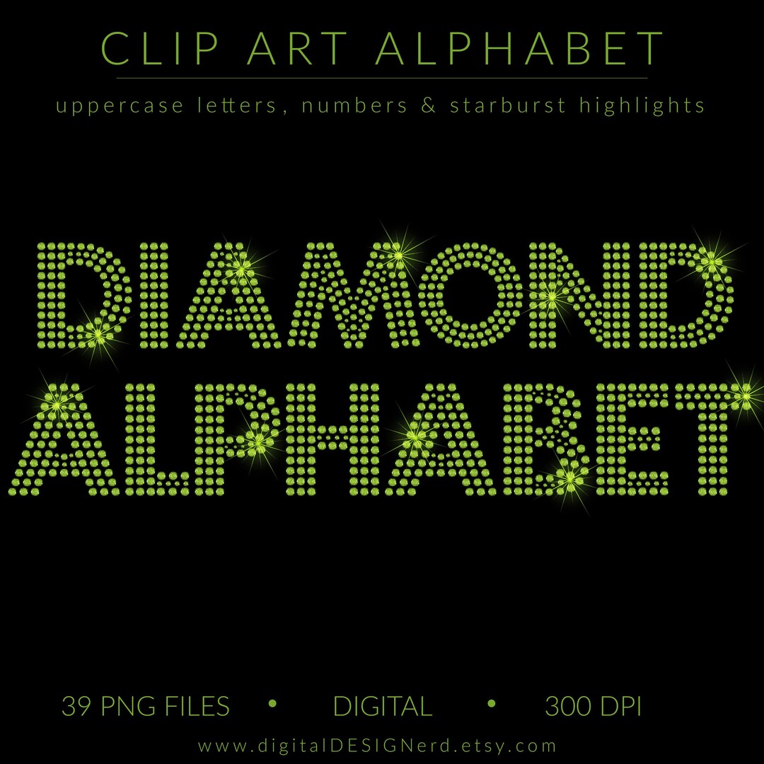 Peridot Gemstone Alphabet Sapphire Diamond Clip Art Letters - Etsy