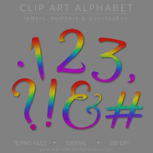Vivid Rainbow Ombre Glitter Alphabet | Clip Art Letters Numbers ...