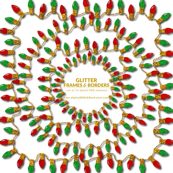 Glitter Frames & Borders Clip Art String Lights Sparkly | Etsy