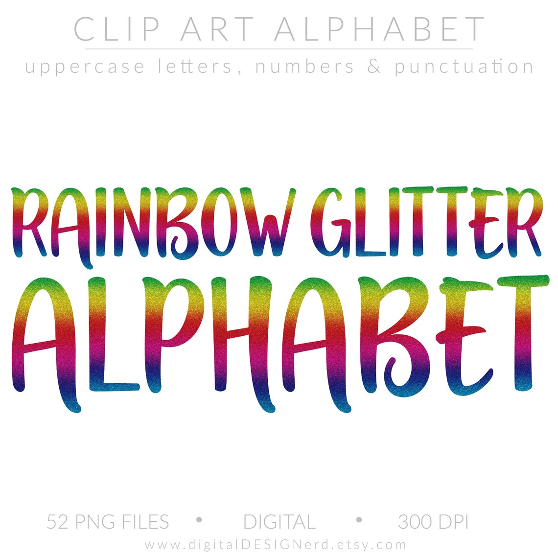Rainbow Ombre Glitter Alphabet Clip Art Letters Numbers & | Etsy