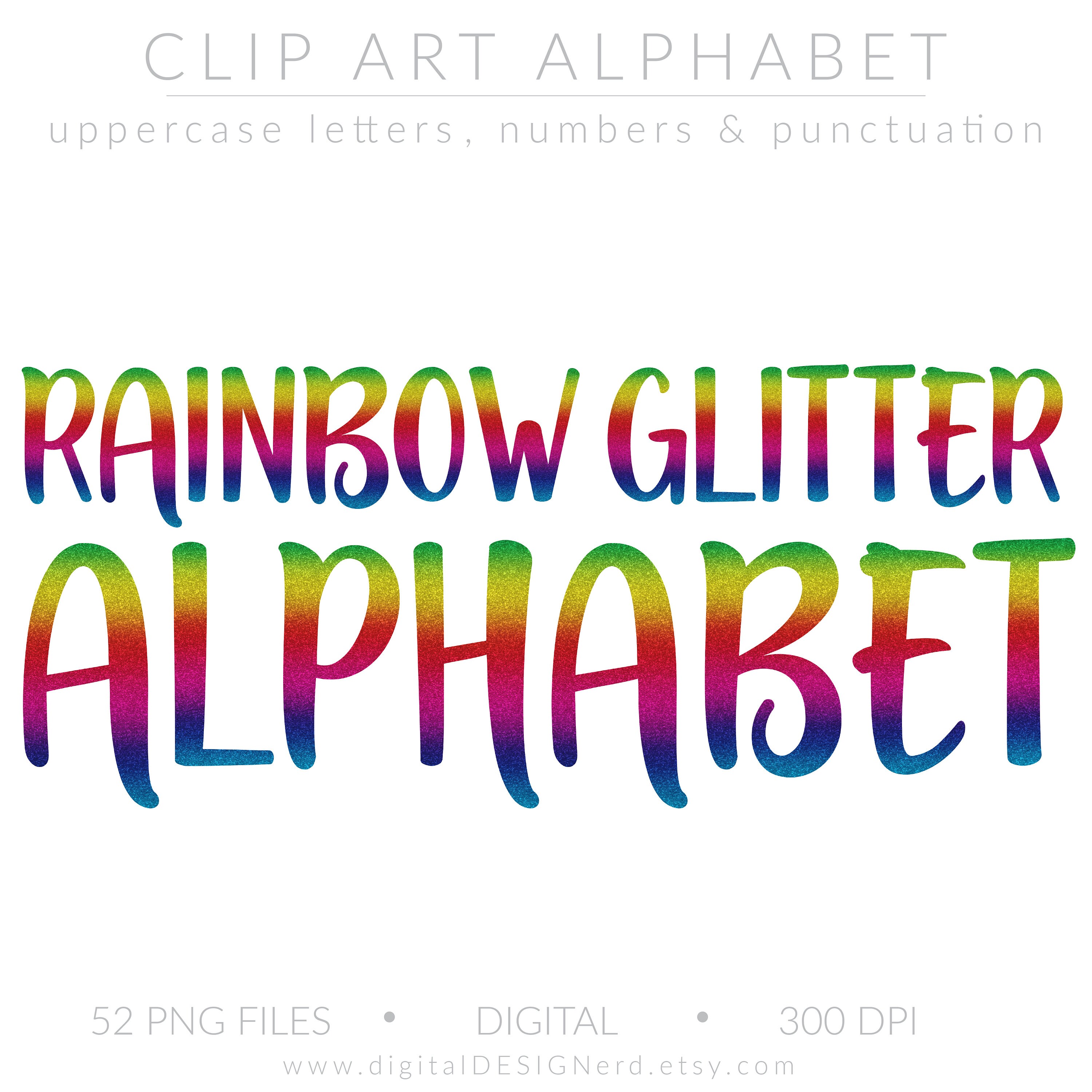 Rainbow Ombre Glitter Alphabet | Clip Art Letters Numbers & Punctuation ...