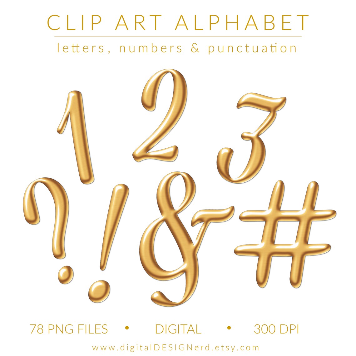 Clip Art Beveled Metal Alphabet Gold Metallic Letters - Etsy
