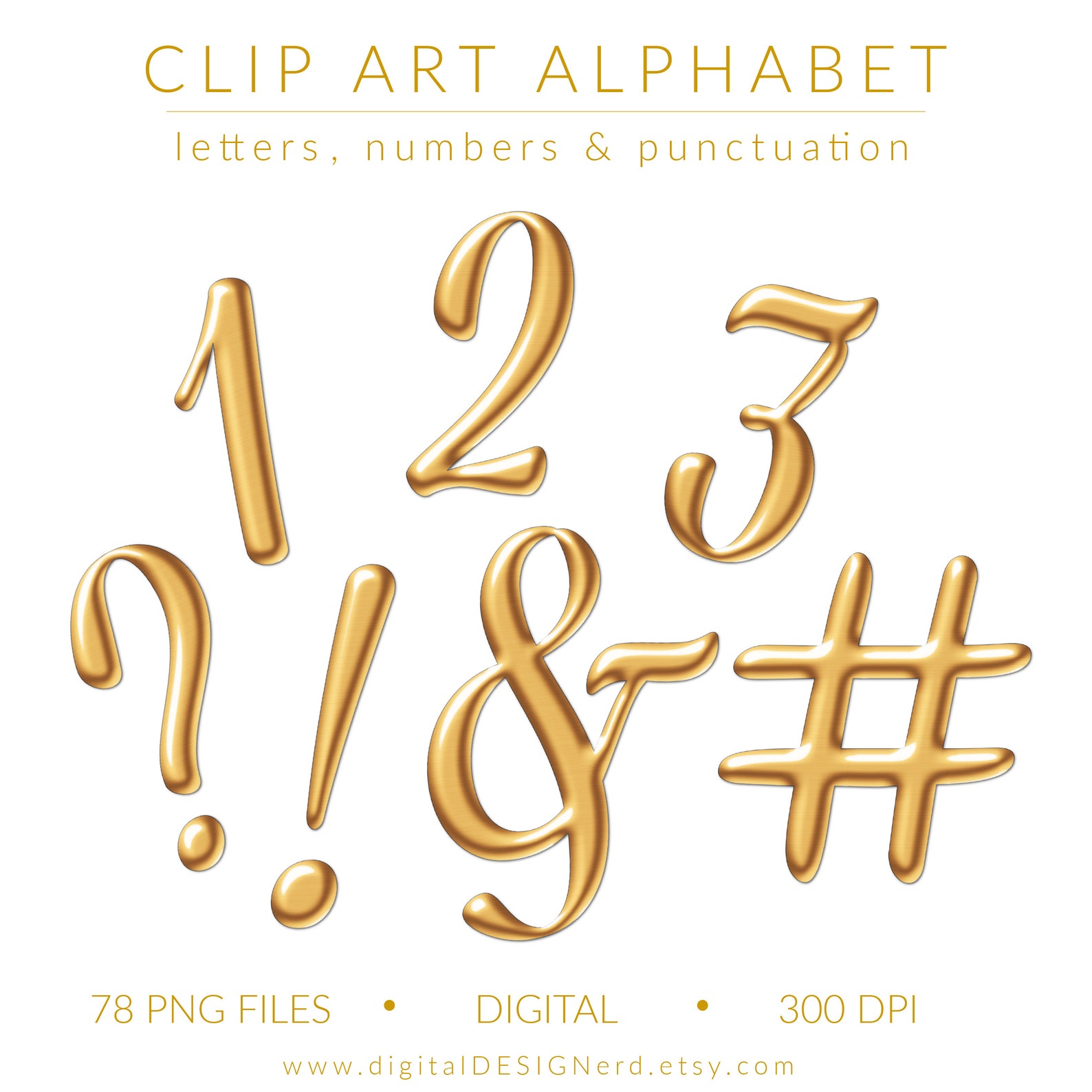 Clip Art Beveled Metal Alphabet Gold Metallic Letters - Etsy