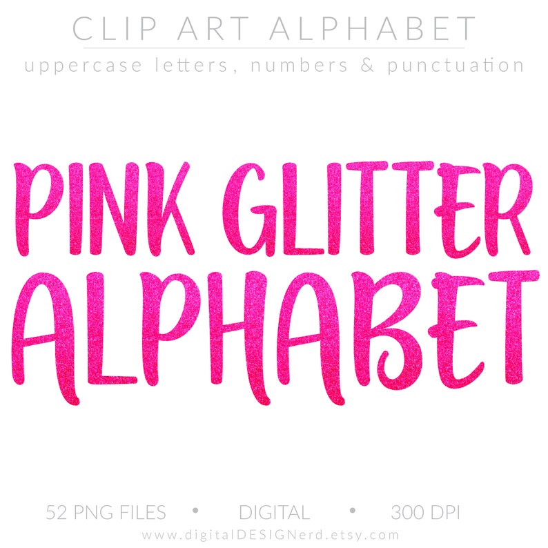 Clip Art Alphabet Hot Pink Glitter Letters Numbers & | Etsy