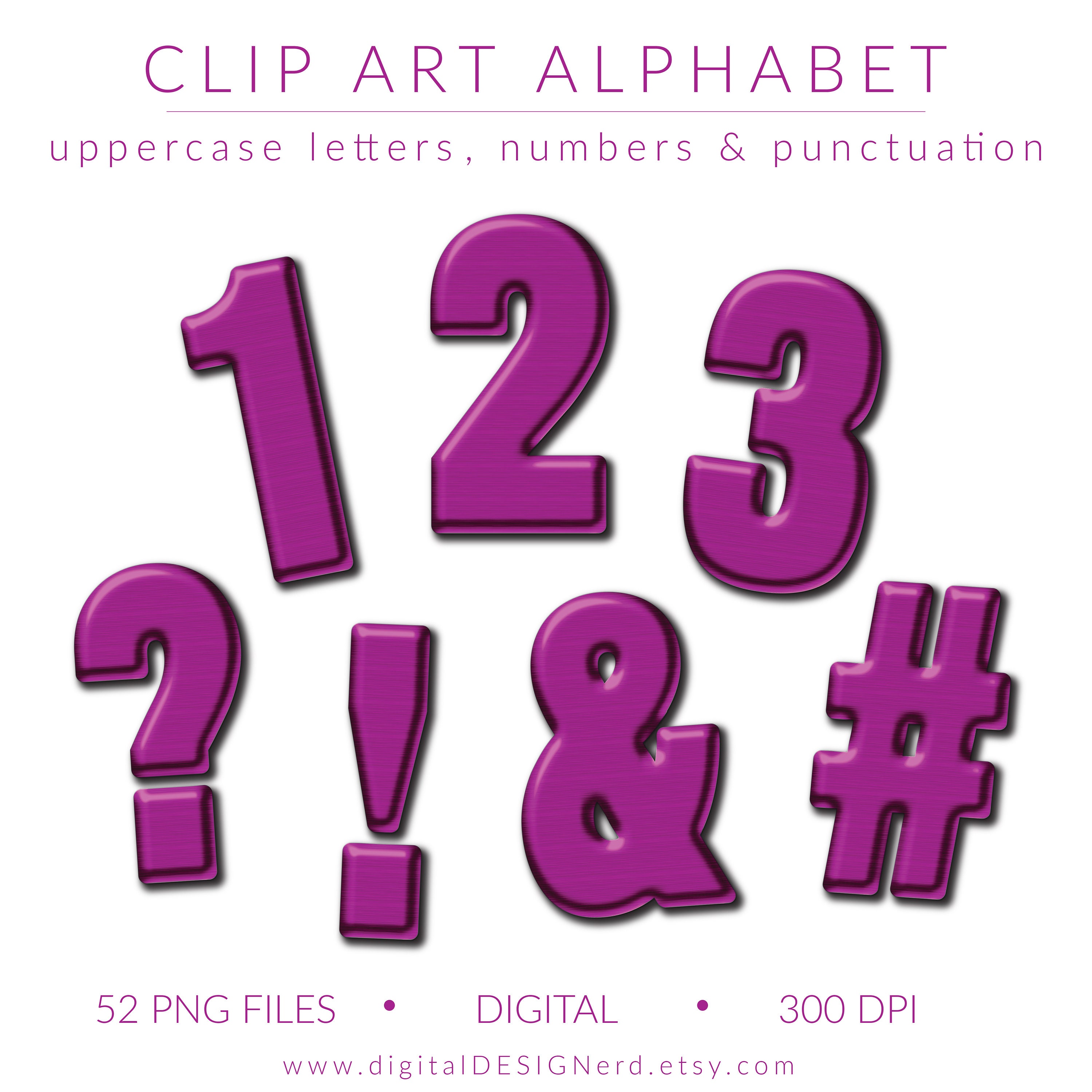 Clip Art Beveled Metal Alphabet | Byzantine Purple Matte Metallic ...