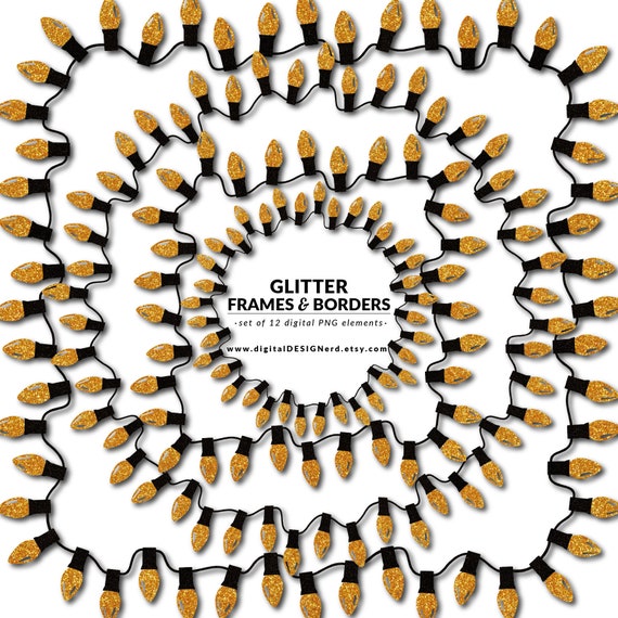 Glitter Frames & Borders Clip Art String Lights Sparkly - Etsy