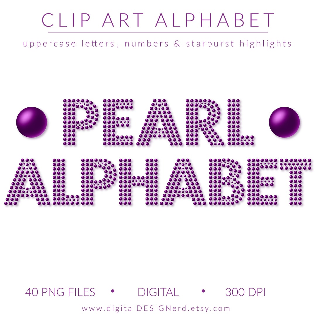 Purple Pearl Alphabet Clip Art: PNG Digital Letters (digital Download ...