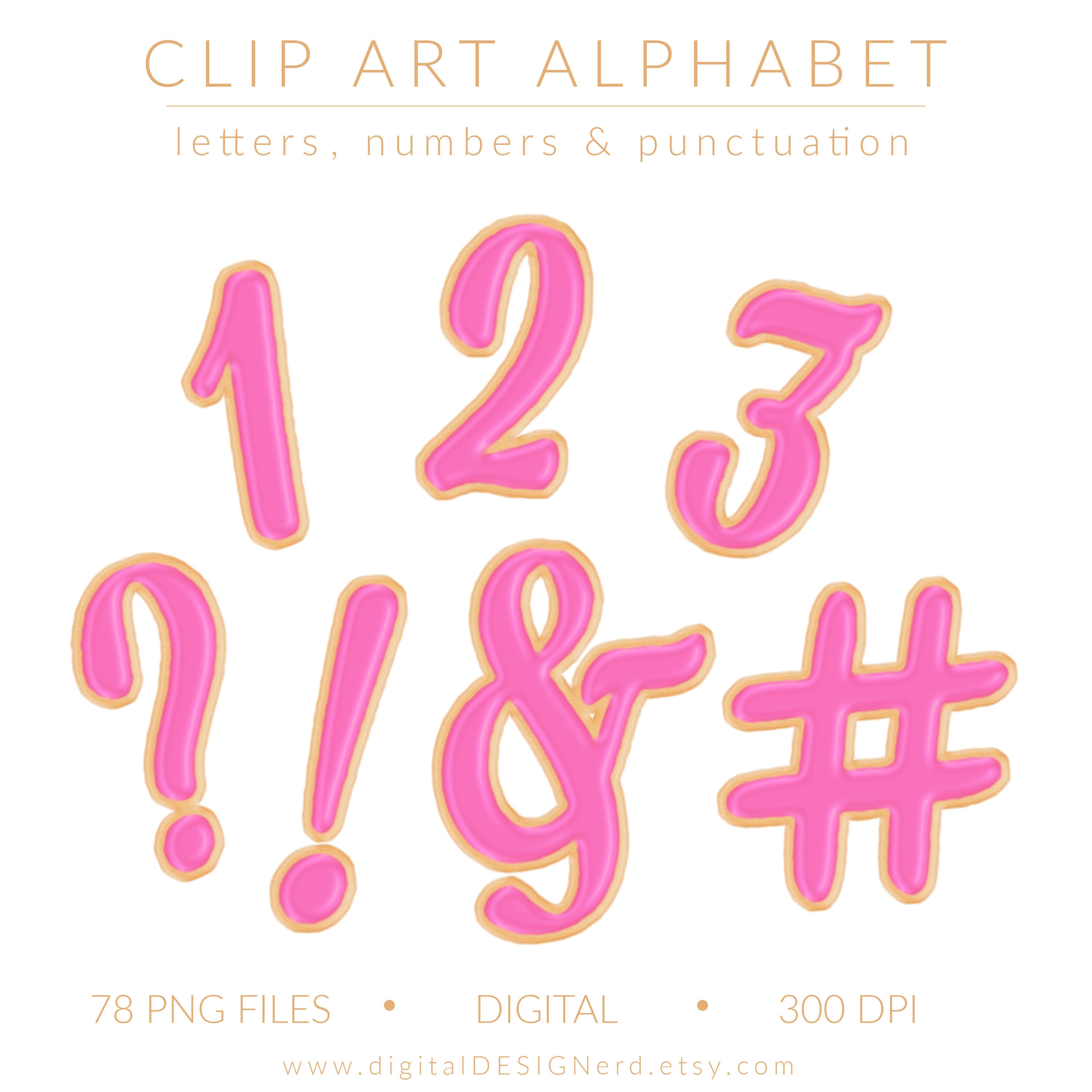 Rose Pink Frosted Sugar Cookie Alphabet Clip Art Letters | Etsy