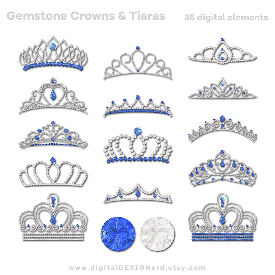 Diamond and Sapphire Crowns and Tiaras Clip Art | Princess Jewelry ...