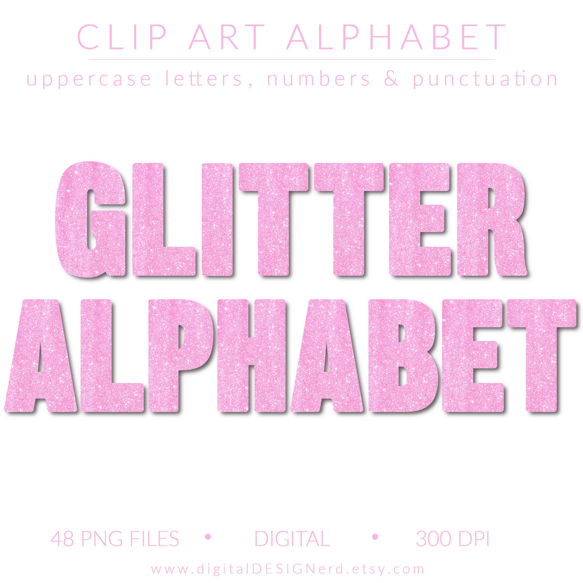 Light Pink Glitter Alphabet Clip Art: Scrapbook PNG (digital Download ...