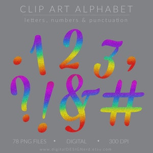 Bright Rainbow Ombre Glitter 2 Digital Alphabet | Clip Art Letters ...