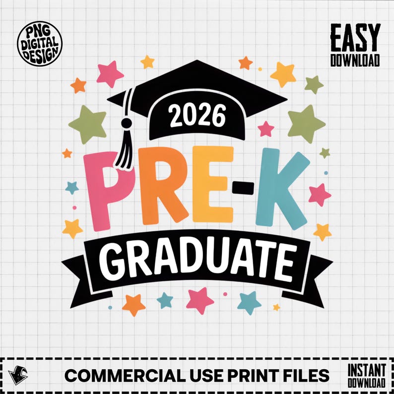 Pre-k Graduate 2026 Sublimation PNG – Colorful Preschool Graduation ...