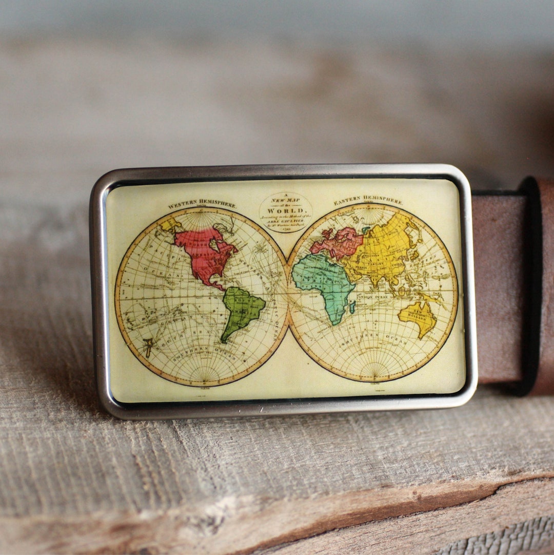 Vintage Map Belt Buckle, World Map Belt Buckle, Men's Belt Bucke, - Etsy