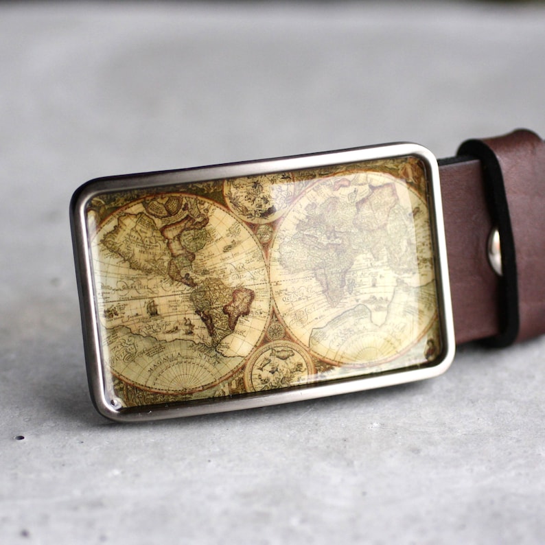 Vintage Map Belt Buckle, Belt Buckle for Men, World Map Belt Buckle ...