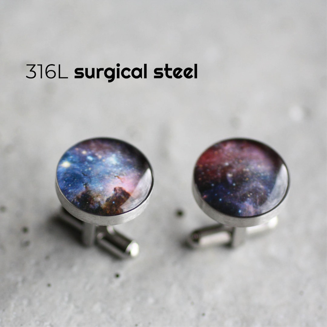 Space Cufflink, Stainless Steel Suff Link, Lilac Universe Cuff Link ...
