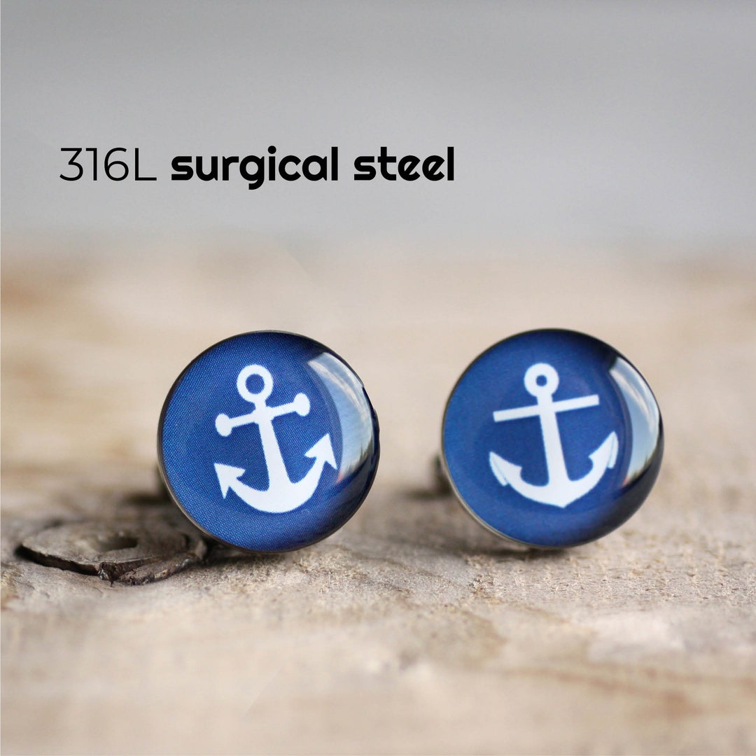 Anchor Cufflinks, Stainless Steel Cuff Link, Nautical Cuff Links ...