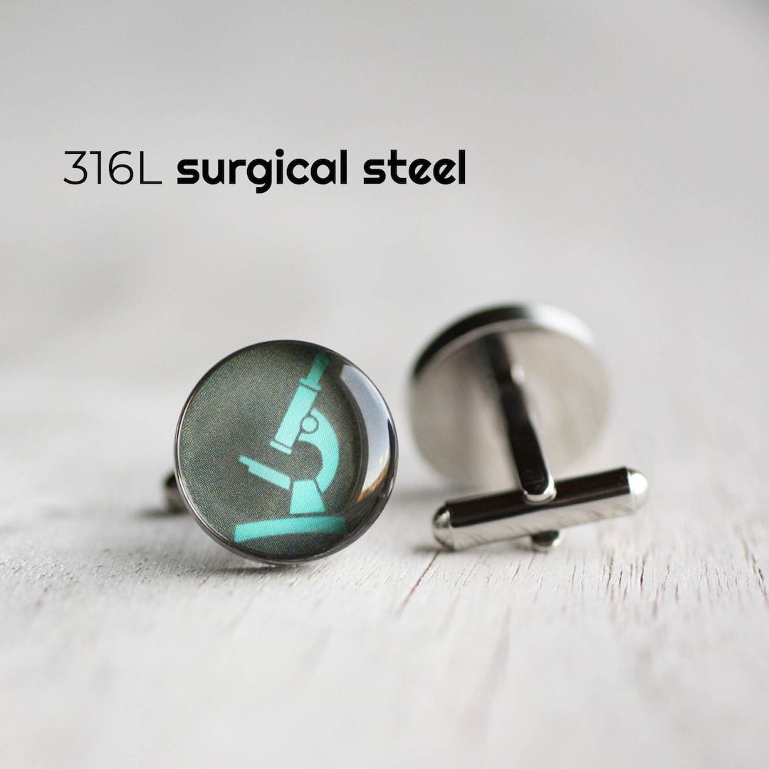 Science Cufflink, Stainless Steel Cuff, Microscope Cuff Link, Wedding ...