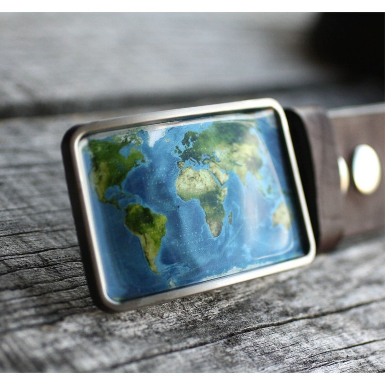 World Map Belt Buckle for Men Geographic World Map Belt | Etsy