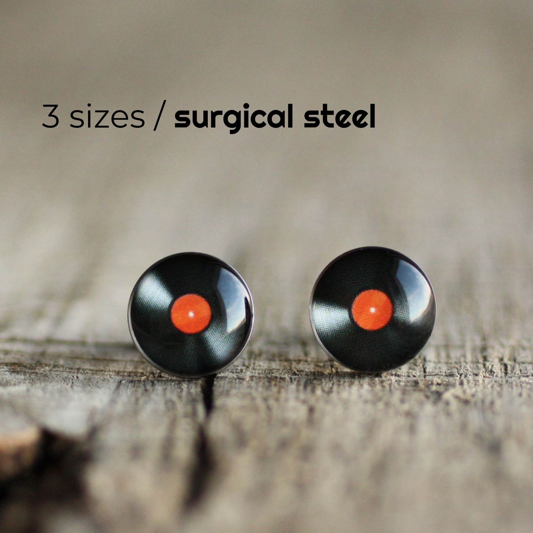 Vinyl Record Ear Studs, Surgical Steel Posts, Retro Earring Studs, LP ...