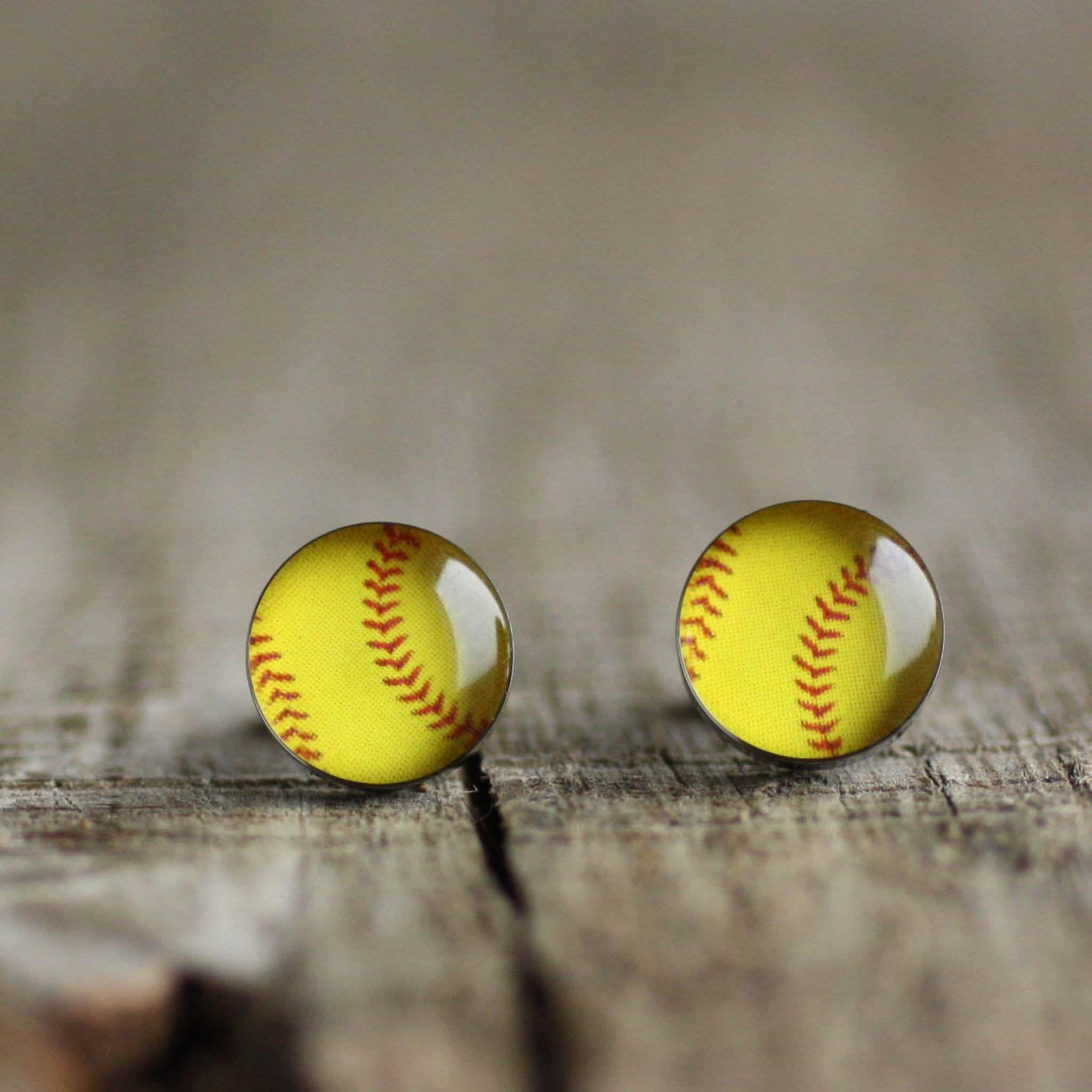 Softball Post Earrings Surgical Steel Stud Sport Earring | Etsy