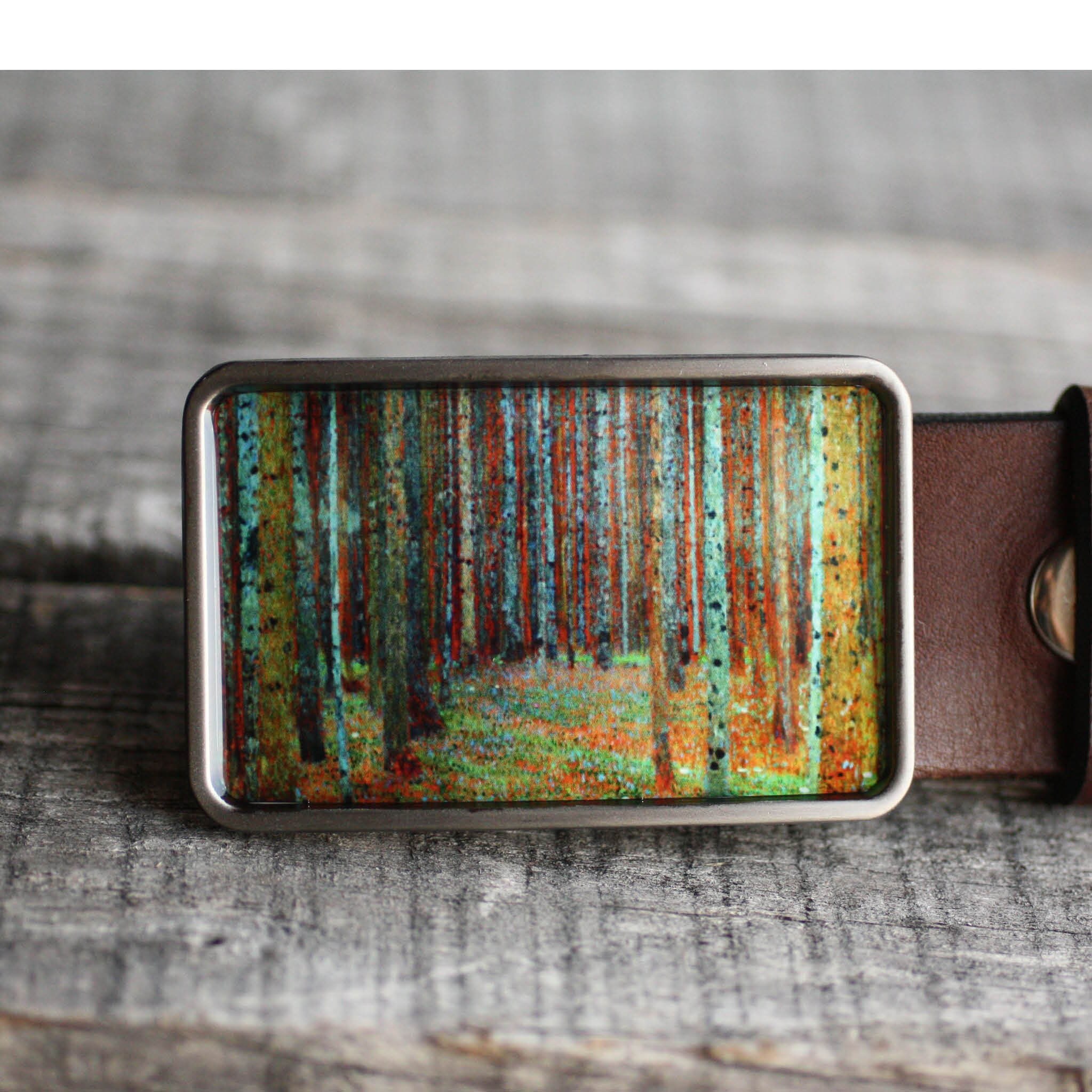 Tree Belt Buckle, Womens Belt Buckle, Klimt Belt Buckle, Pine Forest ...