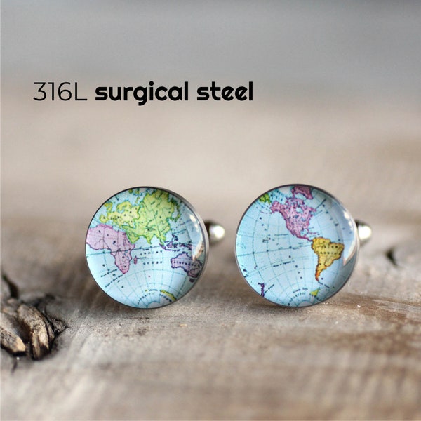 World Map Cufflinks - Etsy