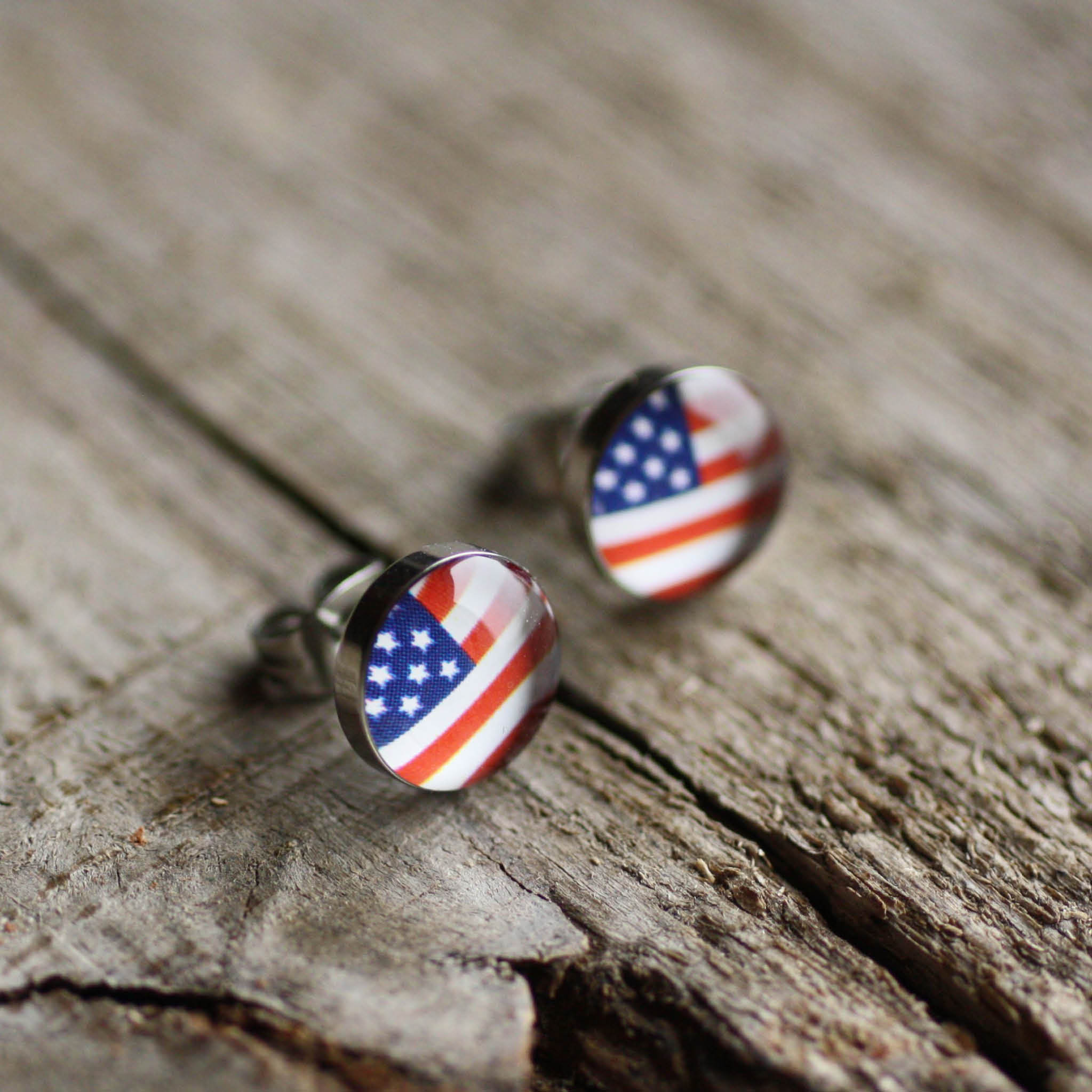 American Flag Ear Studs Surgical Steel Posts USA Flag - Etsy