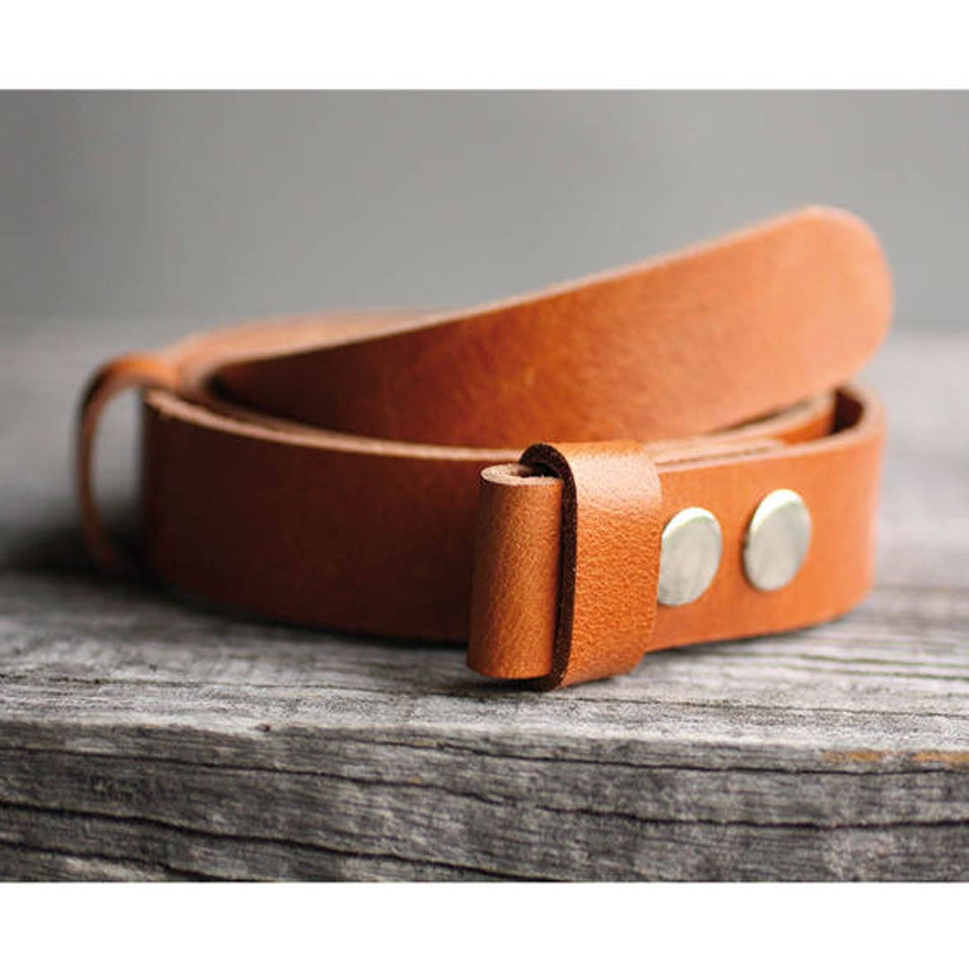 Genuine Leather Snap Belt, COGNAC Snap on Belt, Handmade Leather Belt ...