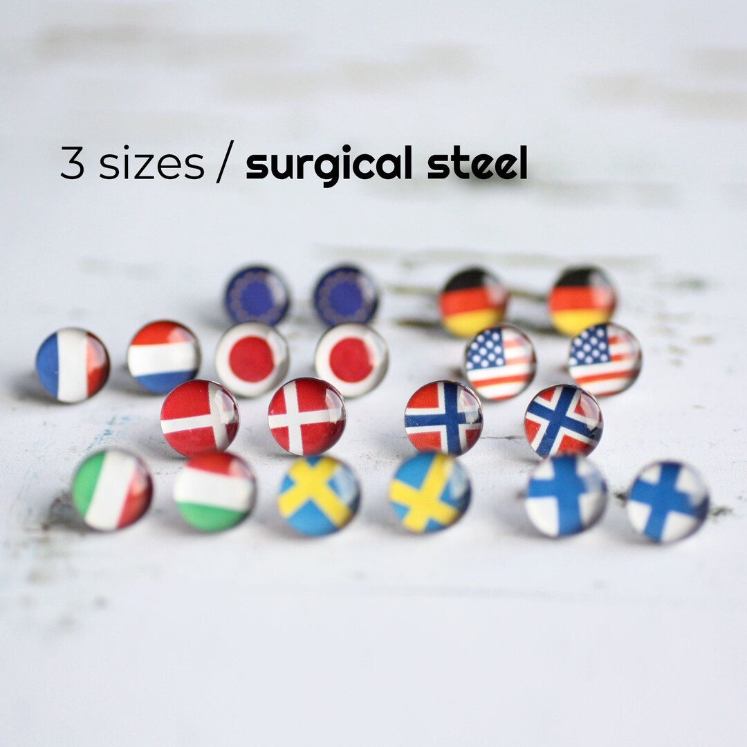 ANY Flag Earring Studs, Choose Your Flag Post Earrings, Surgical Steel ...