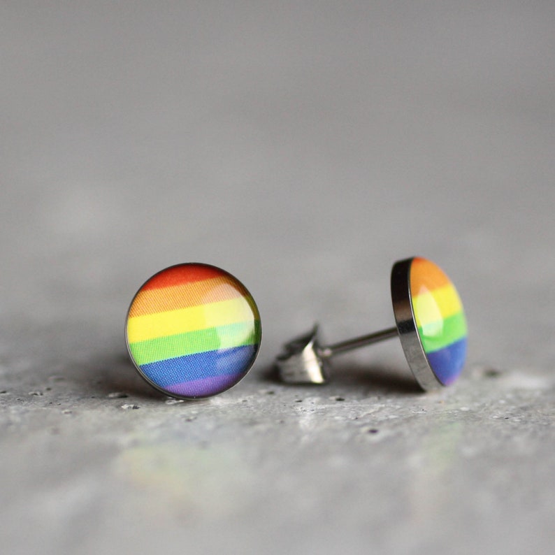 Rainbow Earring Studs, Surgical Steel Studs, LGBTQ Pride Post Earring ...