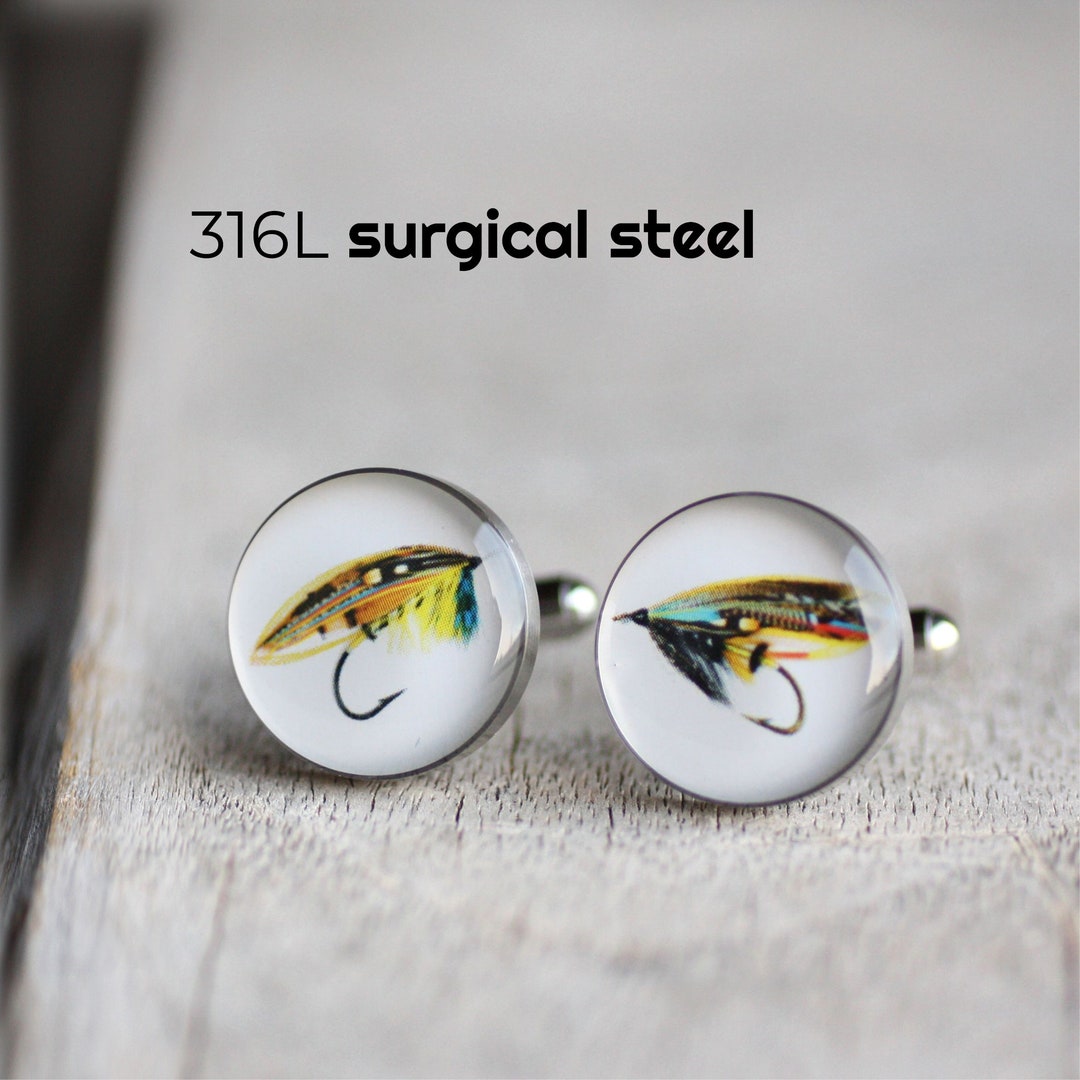 Fly Fishing Cufflinks, Surgical Steel Cufflink, Fishing Cufflinks ...