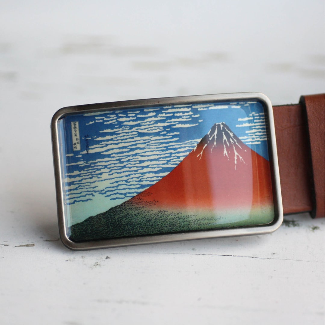Hokusai Belt Buckle, Mount Fuji in Clear Dawn Belt Buckle, Japanese Art ...