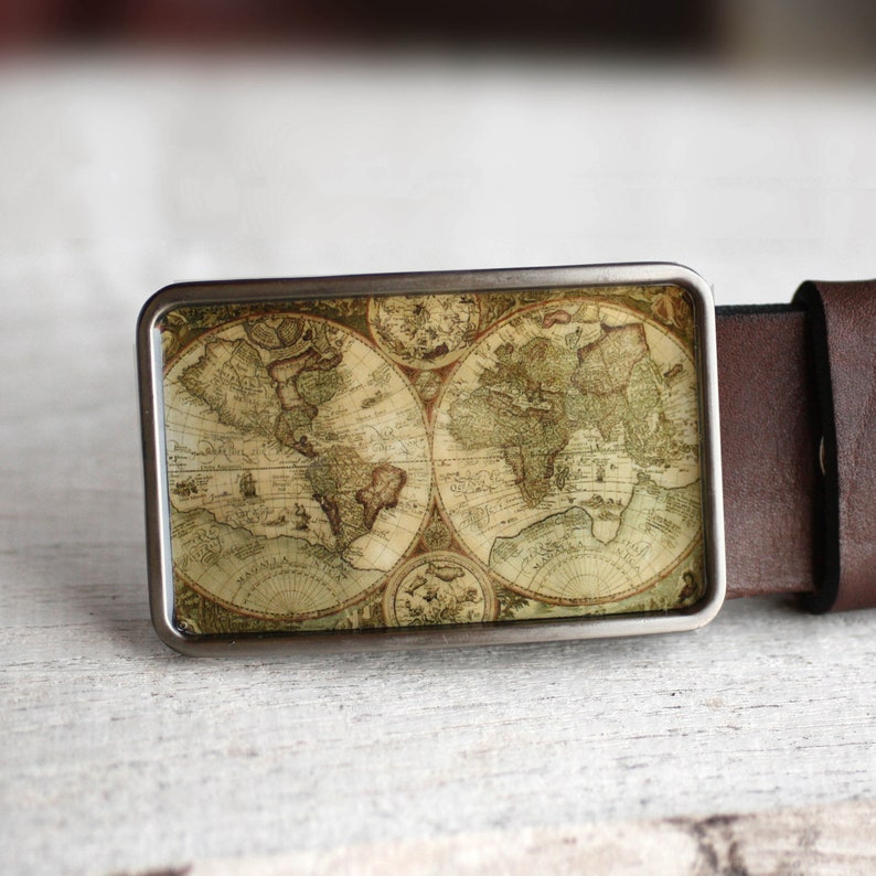 Vintage Map Belt Buckle, Belt Buckle for Men, World Map Belt Buckle ...