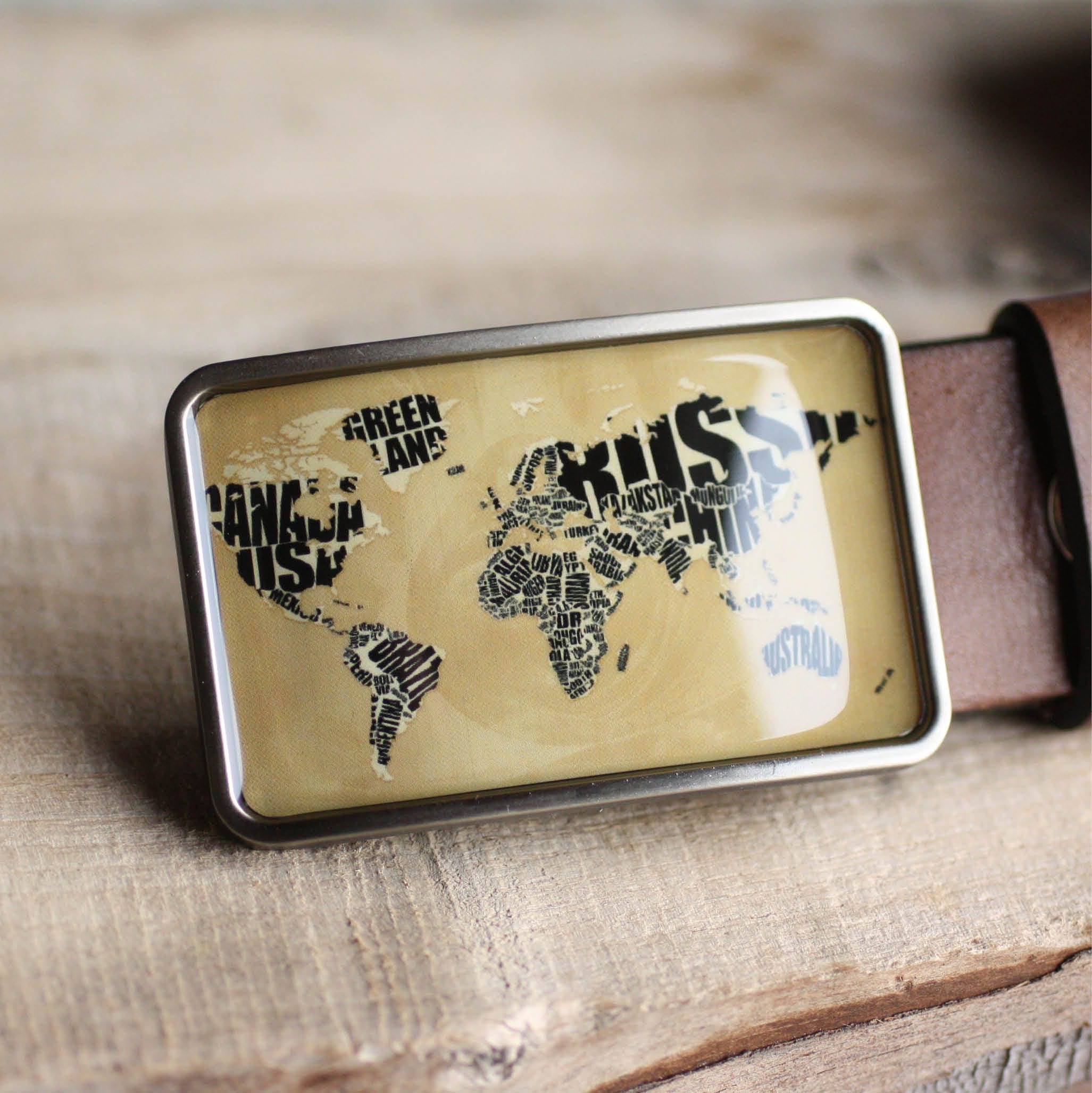 World Map Belt Buckle Men's belt buckle | Etsy
