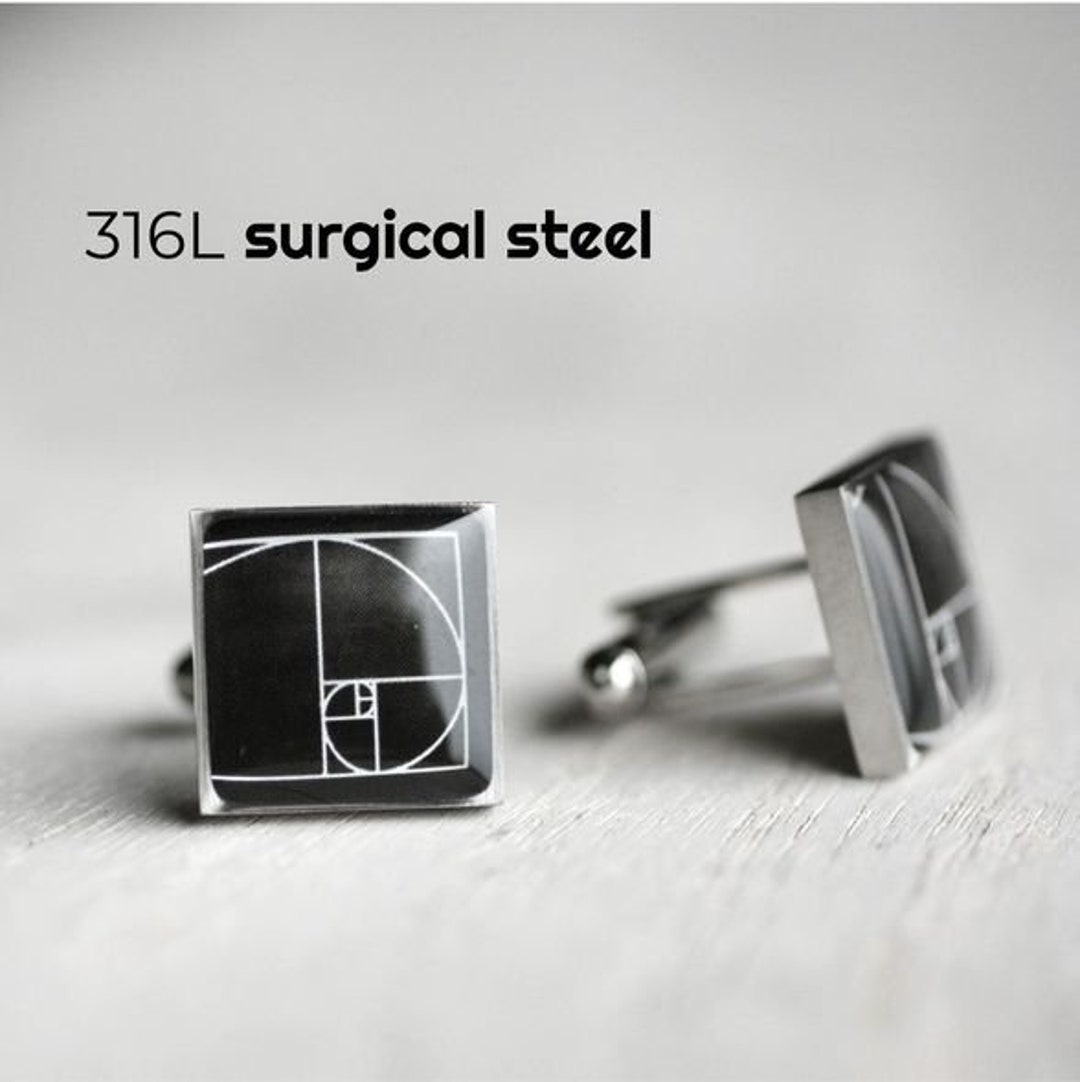 Golden Ratio Cufflink Stainless Steel Cufflink Fibonacci Spiral Math ...