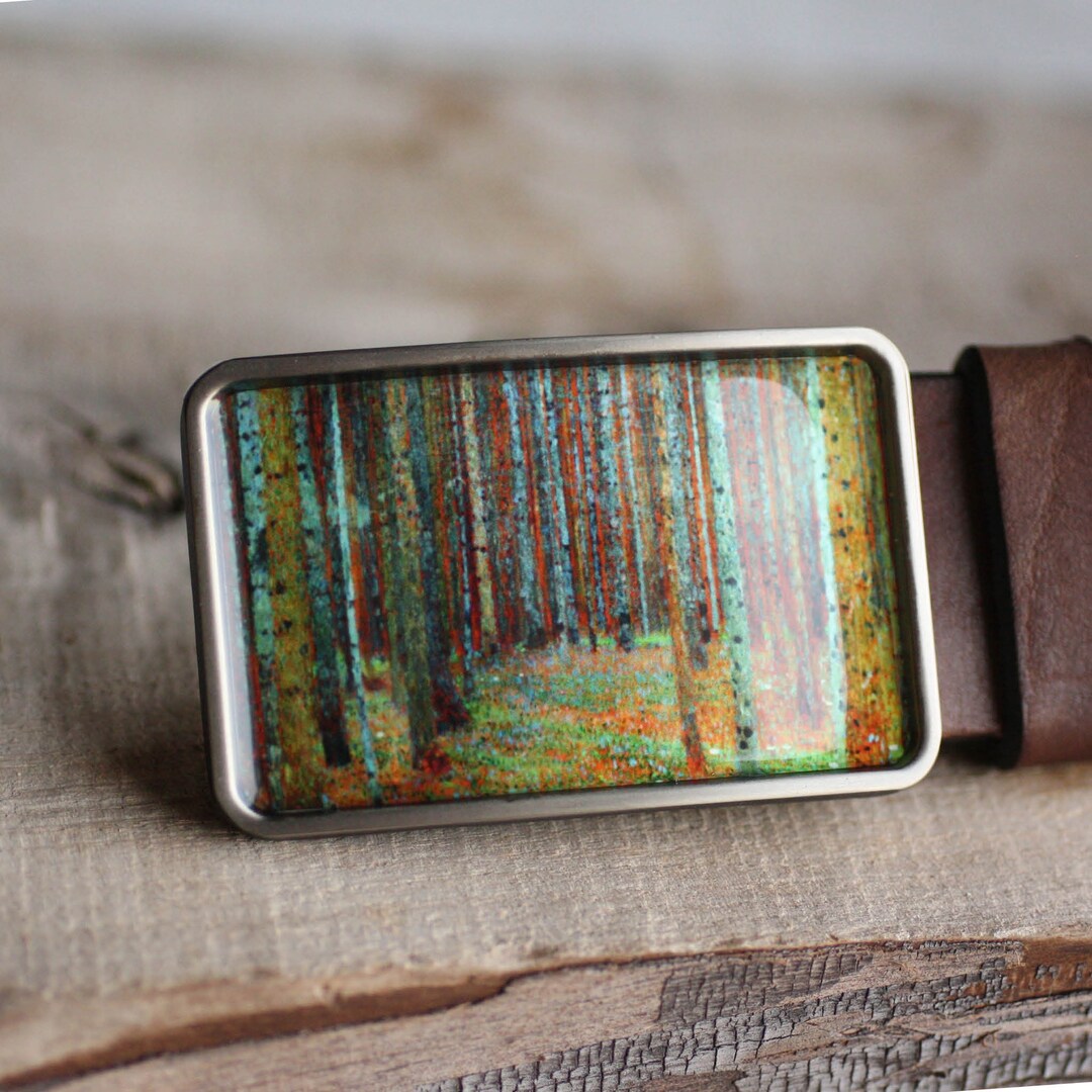 Tree Belt Buckle, Womens Belt Buckle, Klimt Belt Buckle, Pine Forest ...