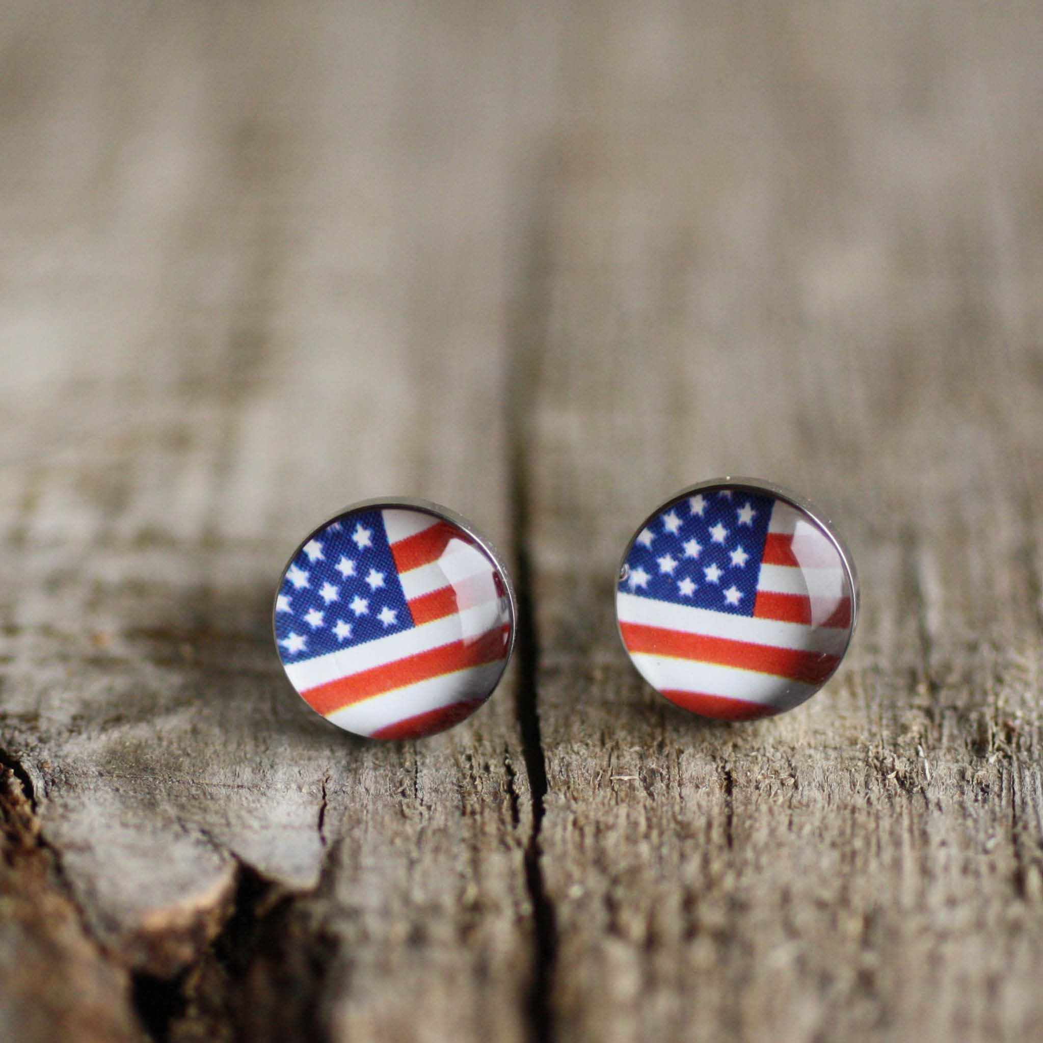 American Flag Ear Studs Surgical Steel Posts USA Flag - Etsy