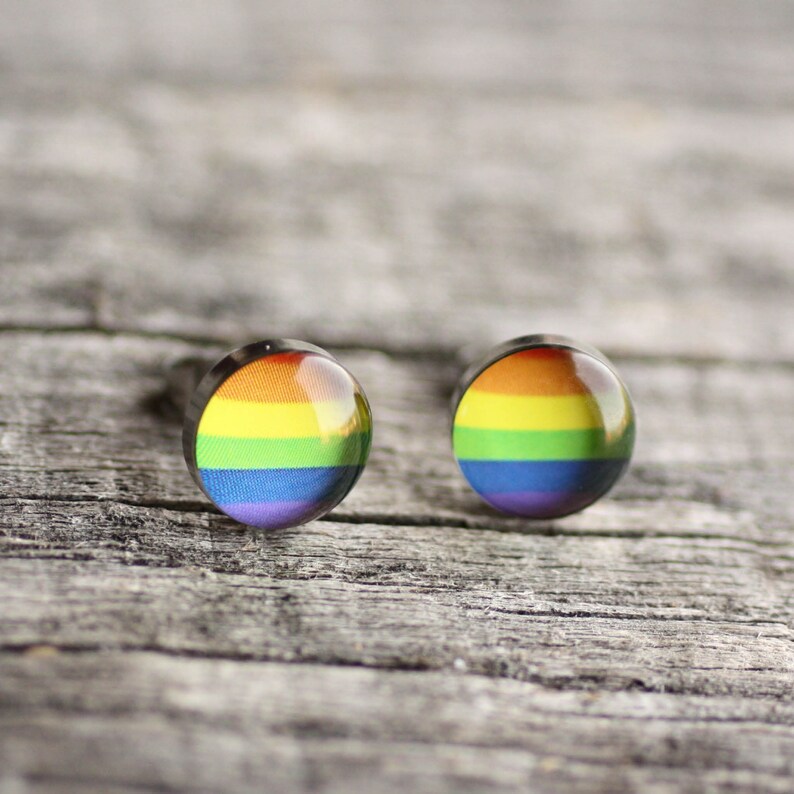 Rainbow earring studs Surgical steel studs LGBT pride post | Etsy