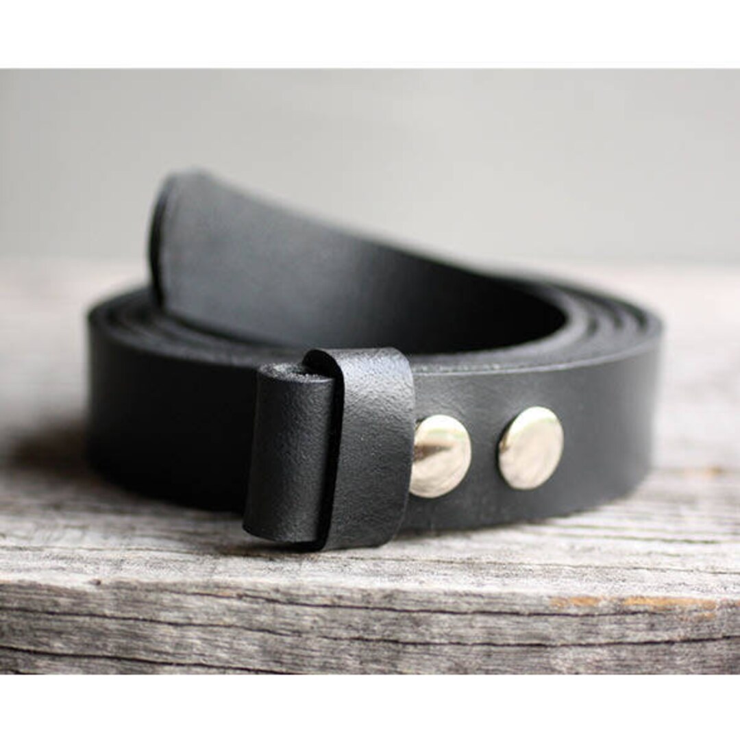 Genuine Leather Snap Belt, BLACK Snap on Belt, Handmade Leather Belt ...