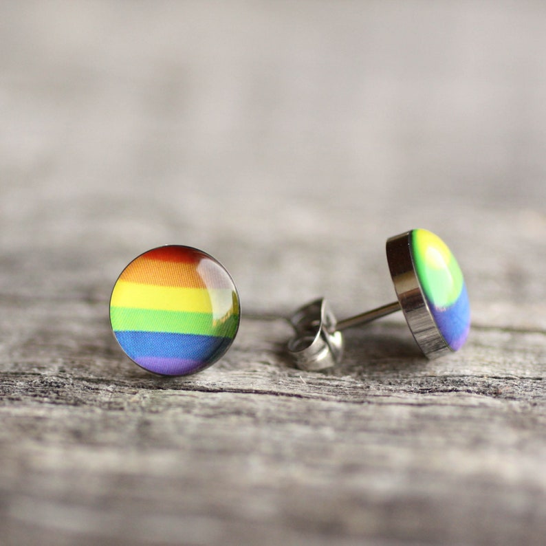 Rainbow earring studs Surgical steel studs LGBT pride post | Etsy