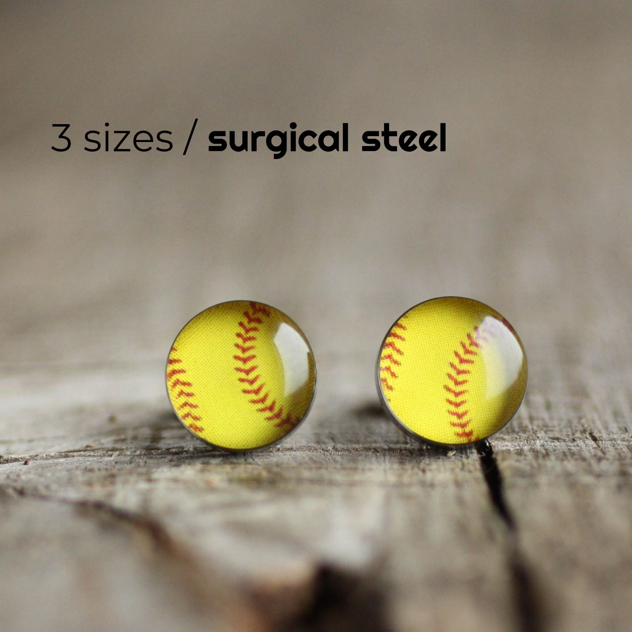 Softball Post Earrings Surgical Steel Stud Sport Earring | Etsy
