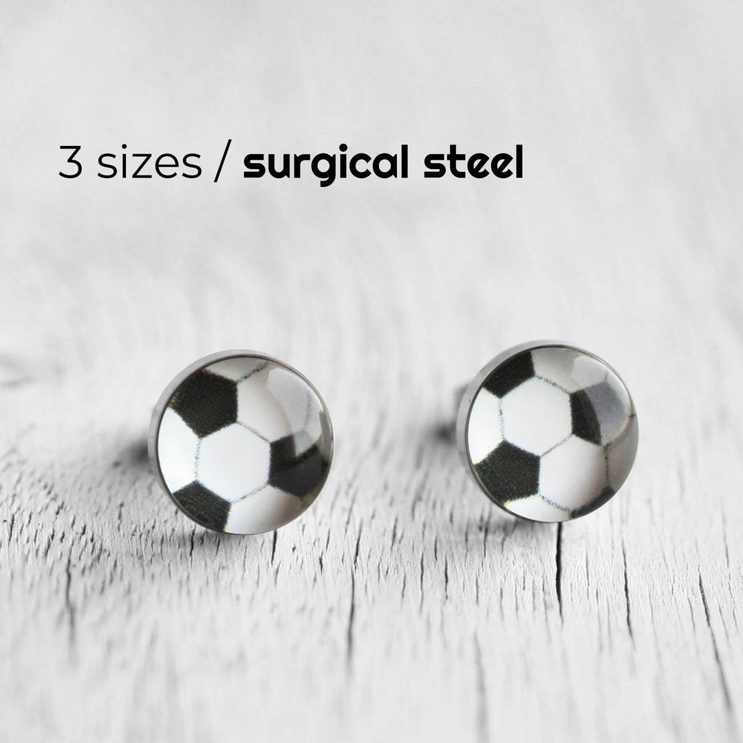 Soccer Ball Post Earrings, Surgical Steel Stud, Football Studs, Sport ...