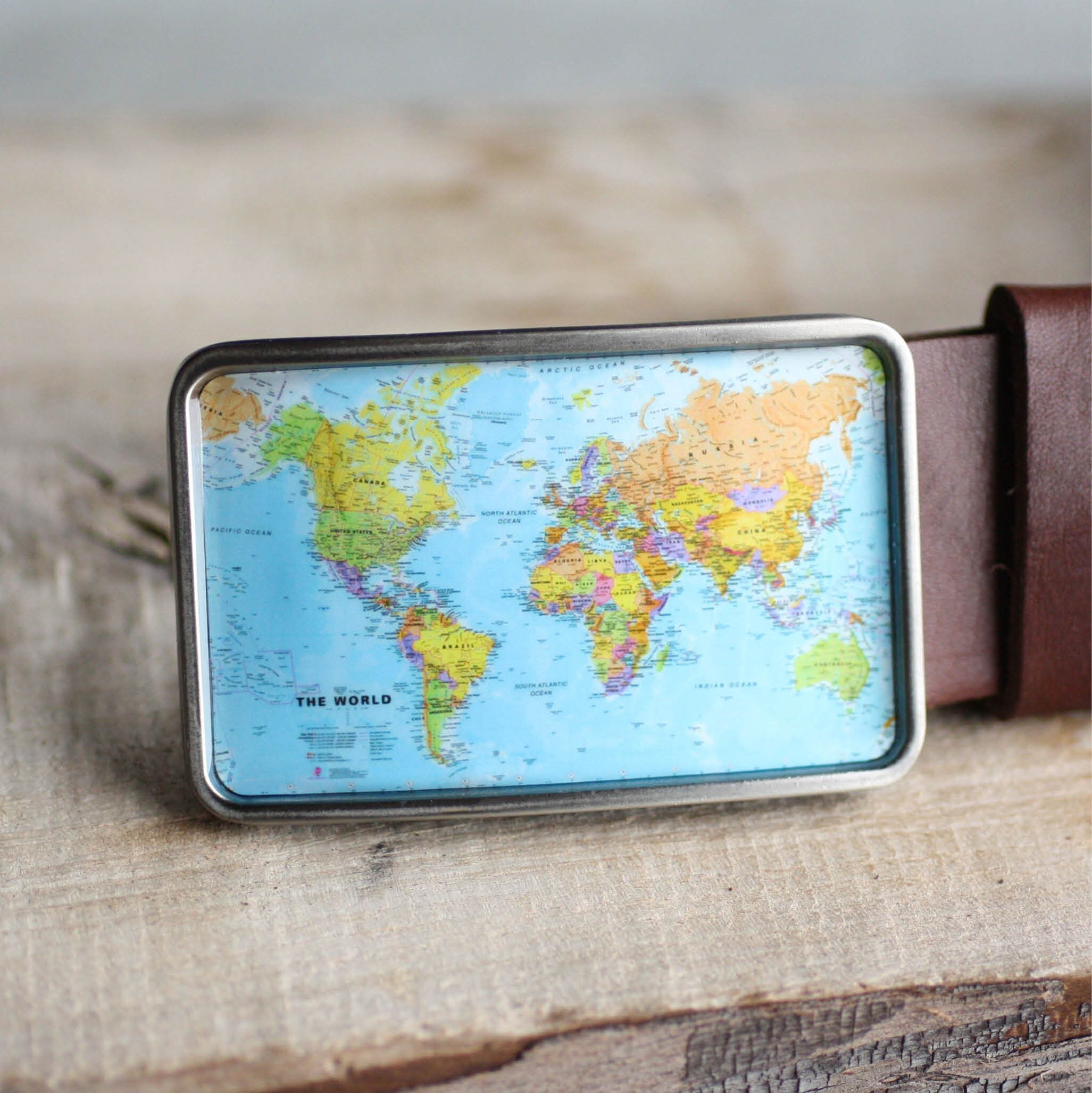 World Political Map Belt Buckle World Map Belt Buckle - Etsy UK
