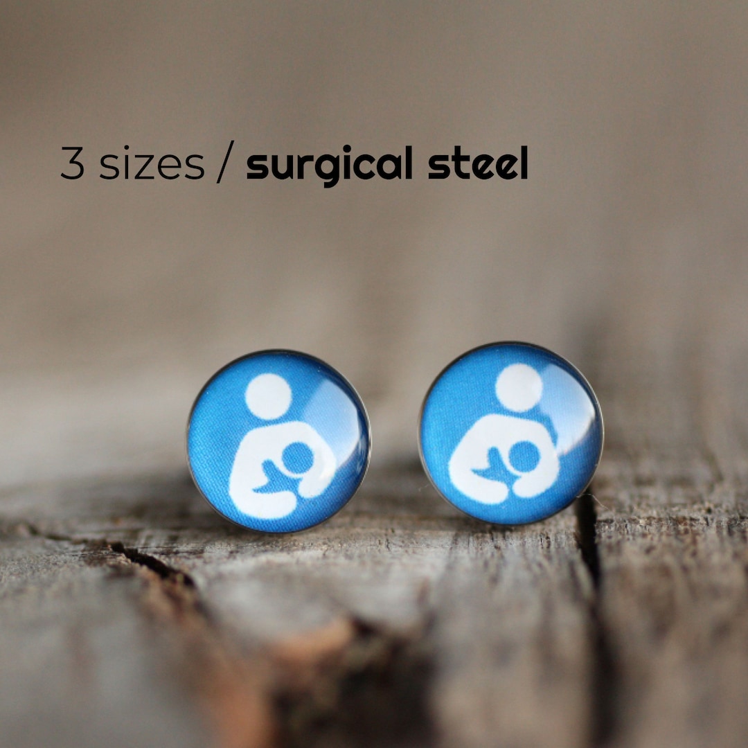 Breastfeeding Symbol Posts, Surgical Steel Studs, Nursing Earring, Tiny ...