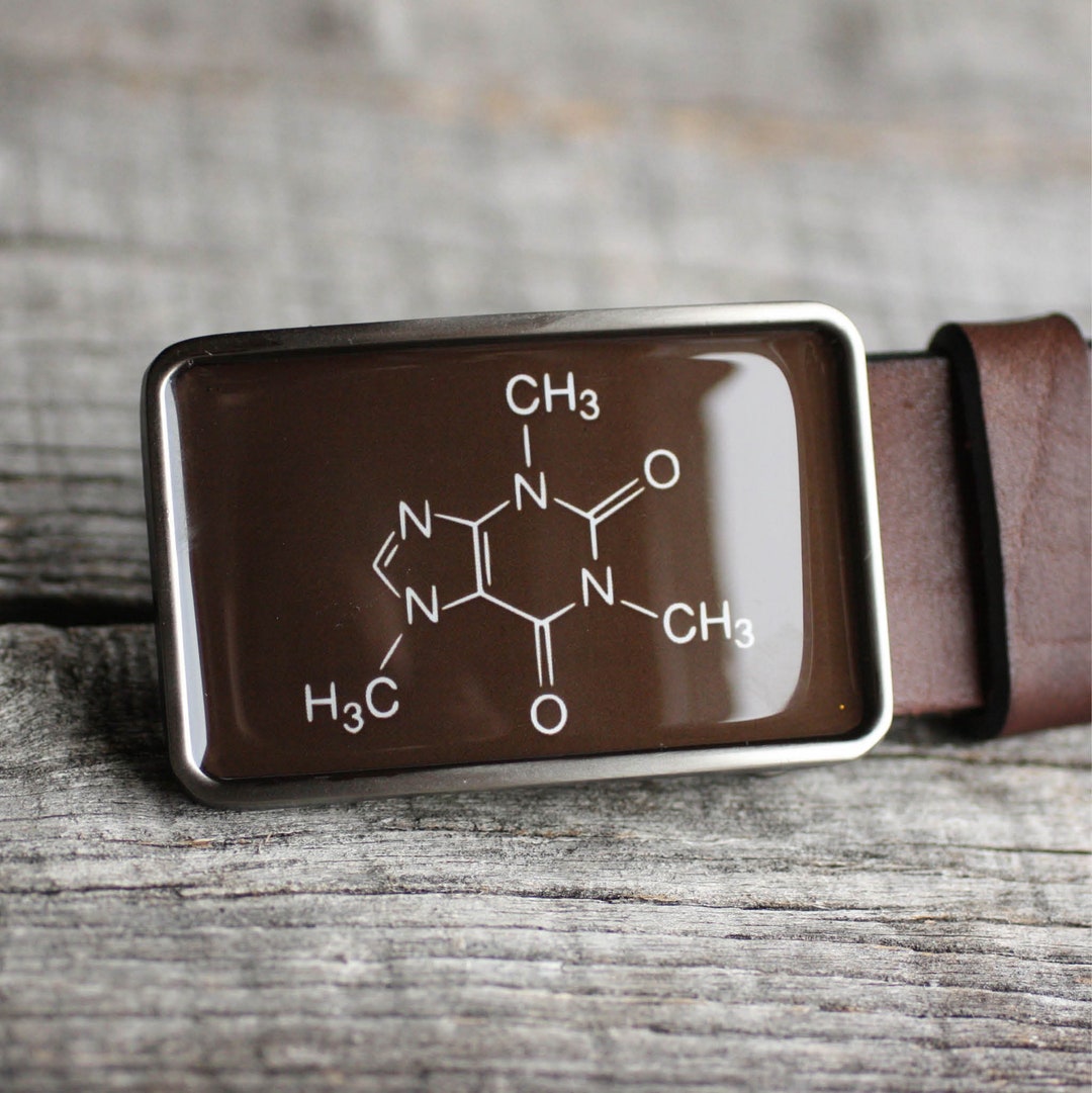 Caffeine Belt Buckle, Molecule Belt Buckle, Science Belt Buckle, Brown ...
