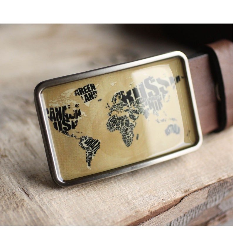 World Map Belt Buckle Men's Belt Buckle - Etsy