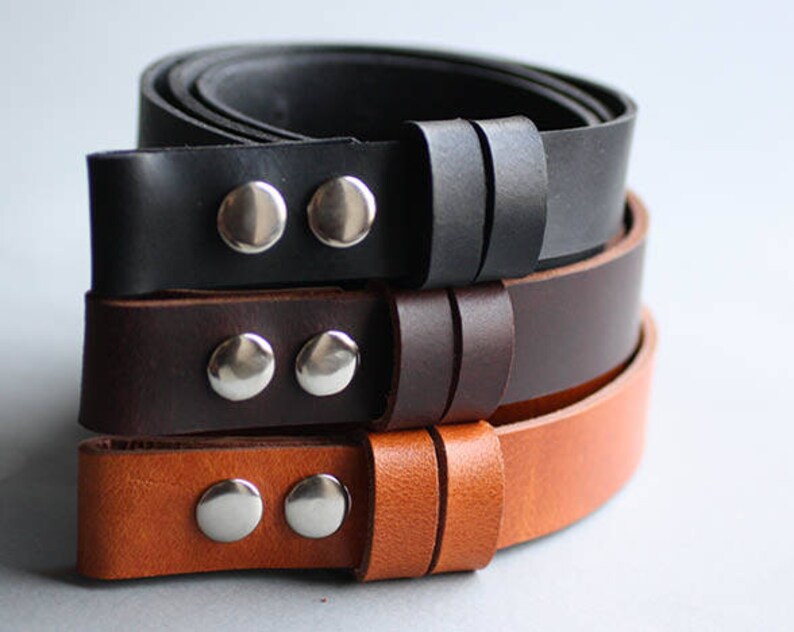 Genuine Leather Full Grain Snap Belt, BROWN Snap on Belt, Belt Strap ...