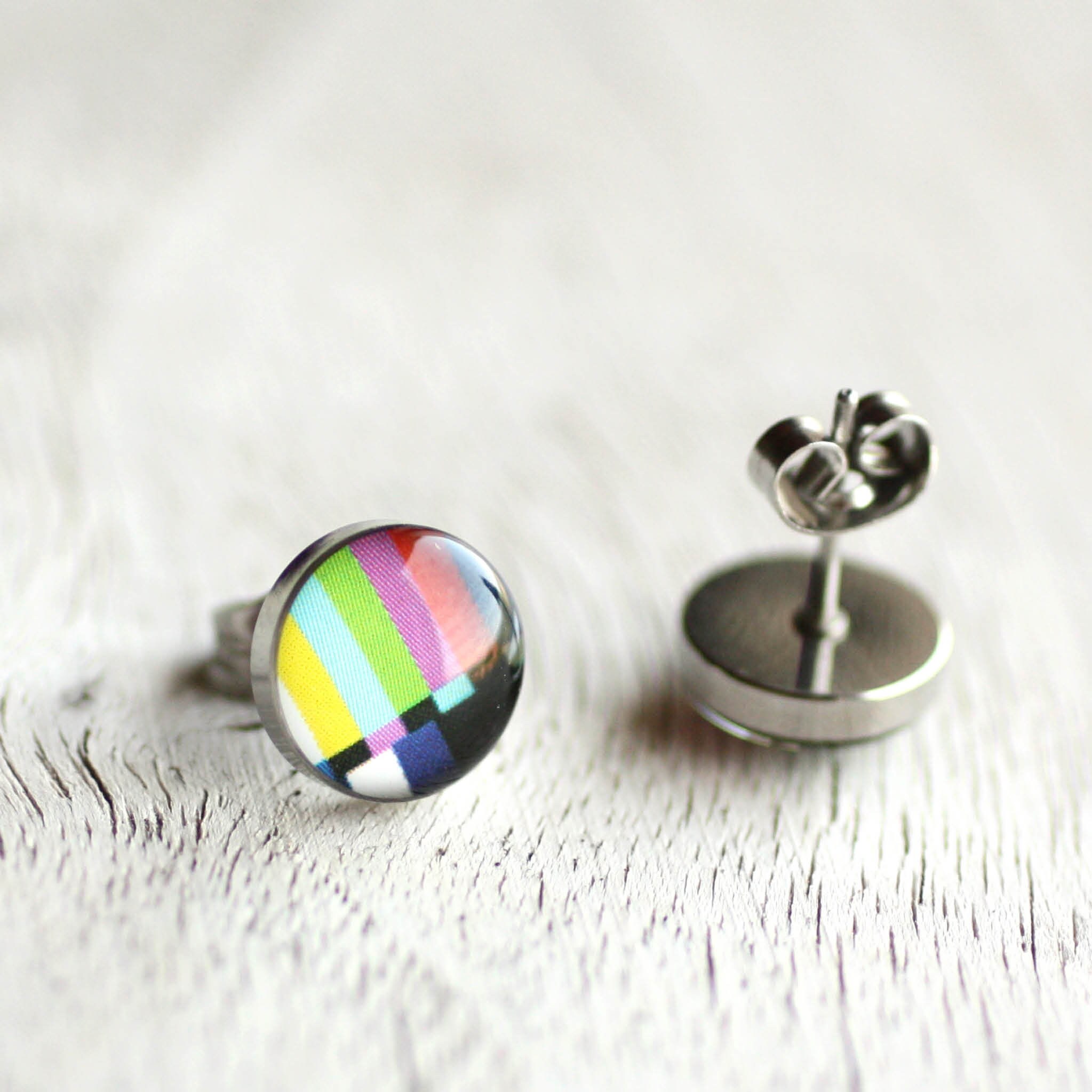 Color Bars Stud Earrings Surgical Steel Stud Multicolor | Etsy